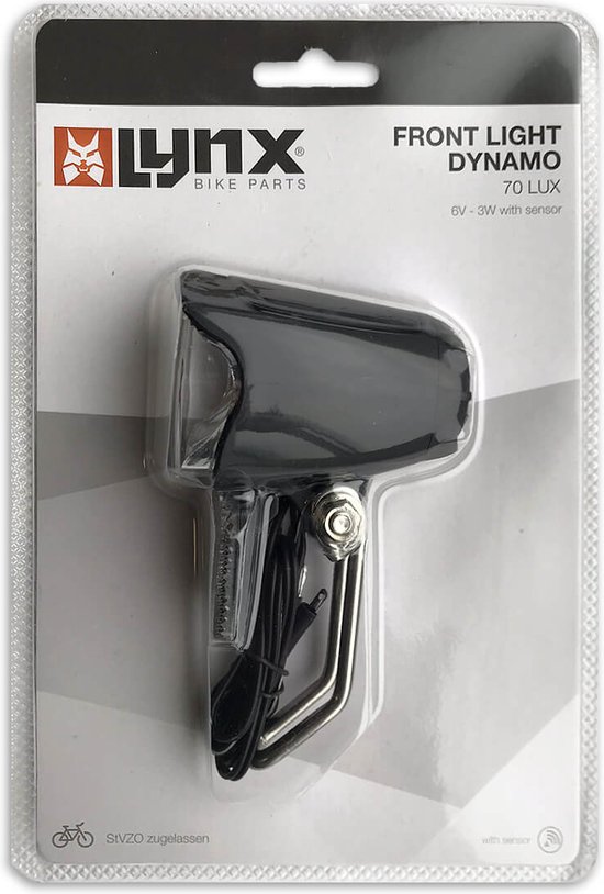 Lynx Koplamp Dynamo Max Sensor 70 Lux | bol