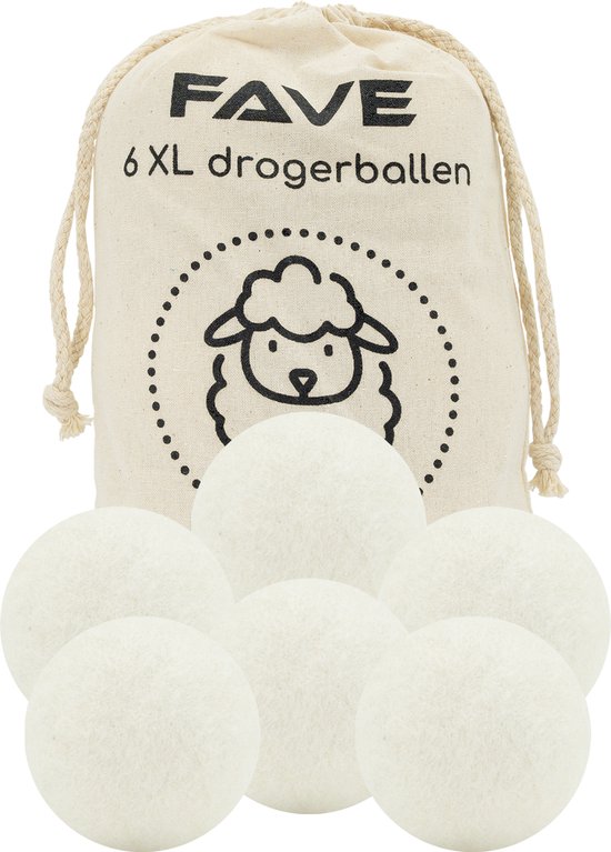 FAVE drogerballen XL - 6 stuks - Inclusief opbergzakje - Wasbol ...