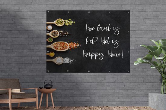Muurdecoratie buiten Hoe laat is het? Het is Happy Hour! - Keuken ...