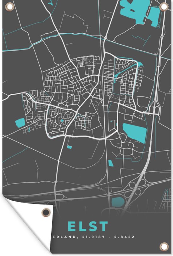 Tuinposter - Tuindoek - Tuinposters buiten - Elst - Plattegrond - Kaart ...