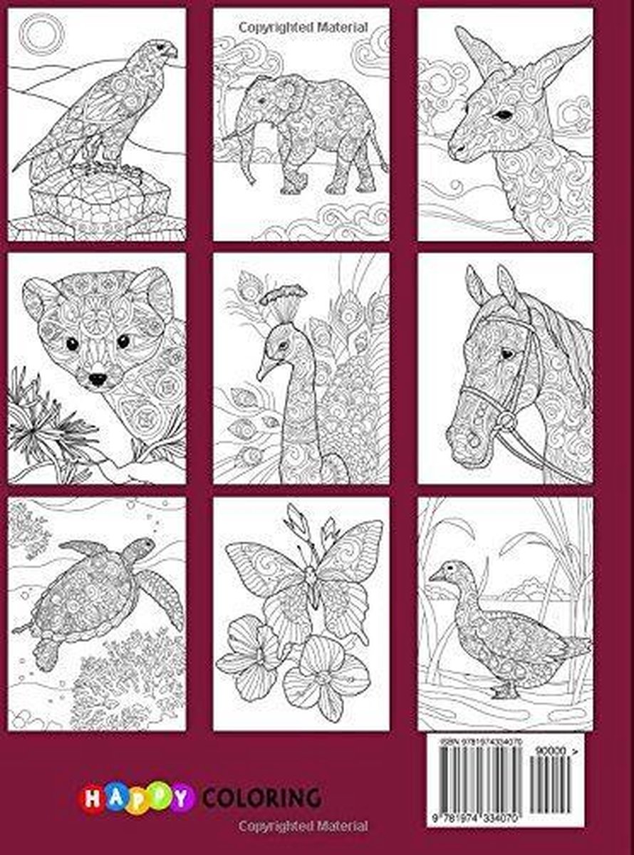 Easy Doodle Animals Coloring Book for adults - Kleurboek voor ...