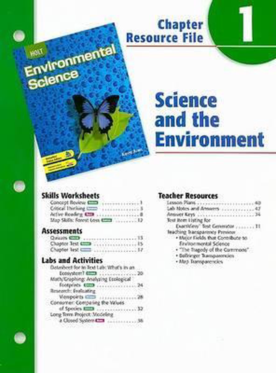 Holt Environmental Science Chapter 1 Resource File, Karen Arms ...