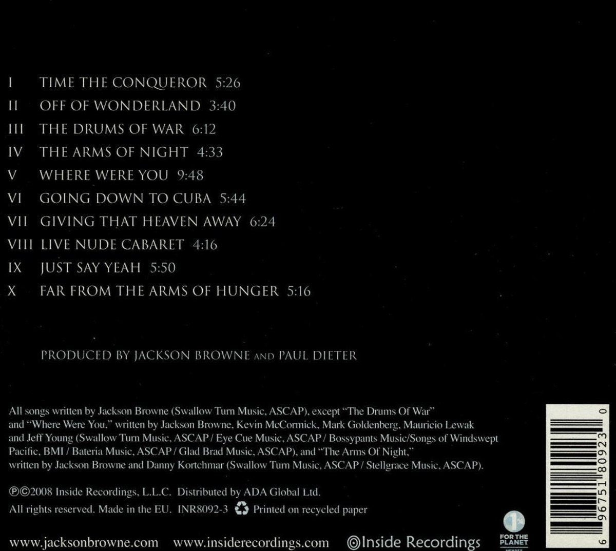 Time The Conqueror, Jackson Browne | CD (album) | Muziek | bol