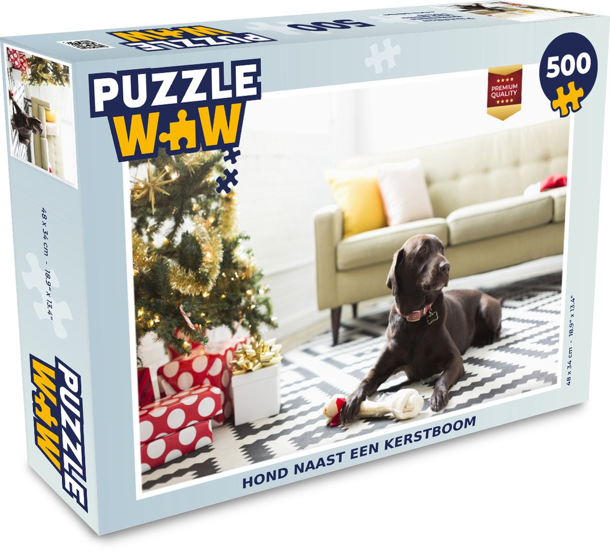 Puzzel 500 stukjes Honden - Hond naast een kerstboom - PuzzleWow heeft ...