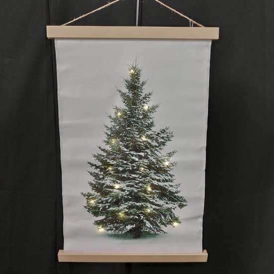 Kerstboom op canvas doek inclusief verlichting L 40X60 CM | bol