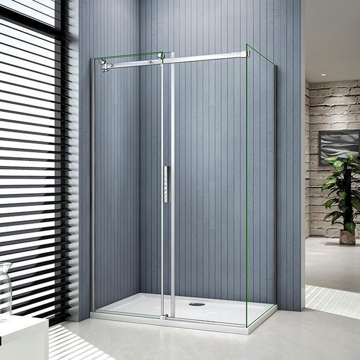 schuifdeur douchewand 120x195cm met zijwand 90x195cm,6mm helder glas | bol