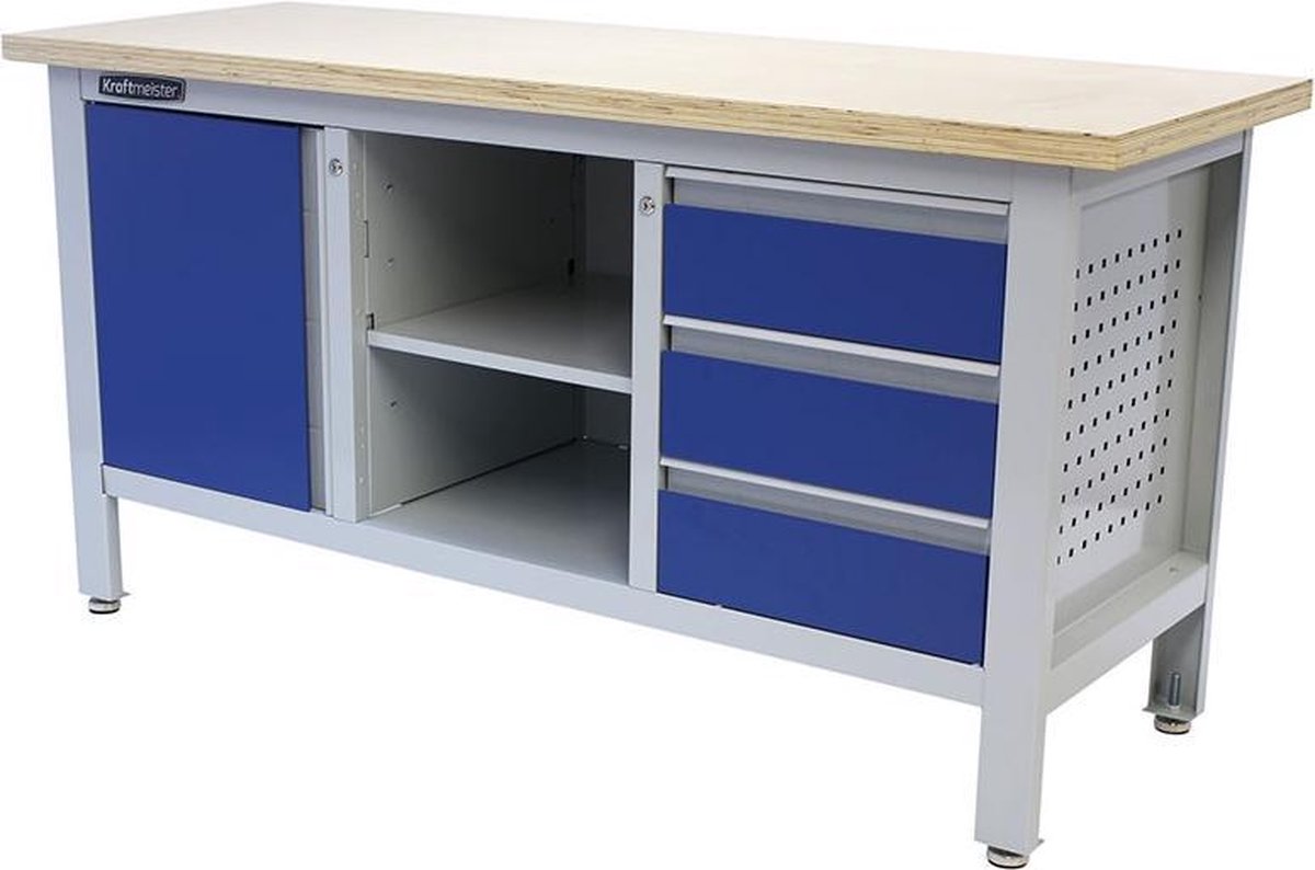George Tools werkbank 169 cm - Werktafel met 3 laden, 1 opbergkast en ...