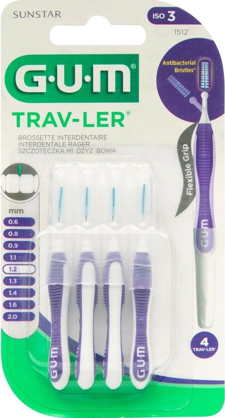 3x GUM Trav-Ler Ragers Paars 1.2mm blister à 4 stuks | bol