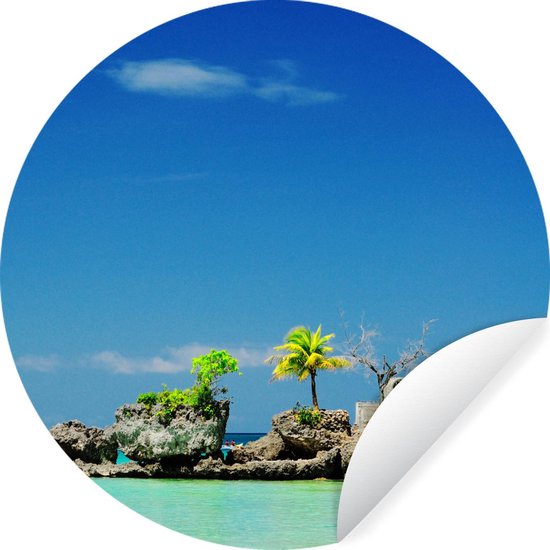 Eau bleue claire à l'île de Boracay Sticker mural cercle papier peint ...