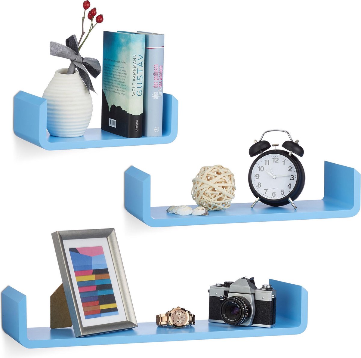 Relaxdays wandplank set van 3 - U-vorm - wandbox - MDF - zwevend ...