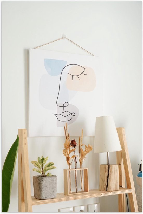 Poster – Kast met Tekening van Gezicht - 40x60cm Foto op Posterpapier | bol