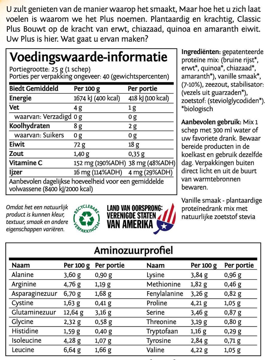 Sunwarrior - Chocolade Proteine Poeder classic plus – 1kg | bol.com