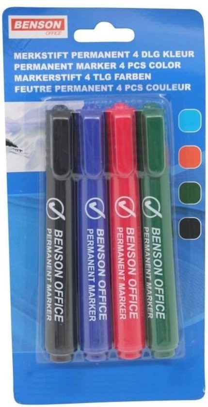 Benson Merkstift permanent 4 dlg color profi | bol.com