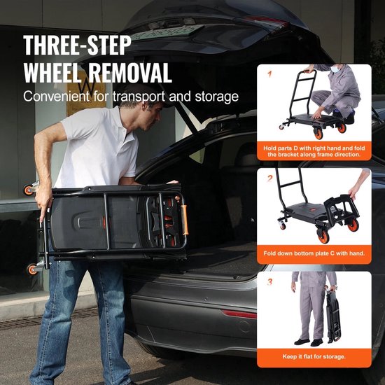 Inklapbare Steekwagen - Opvouwbare Handtruck - 2 in 1 Aluminium Kar ...
