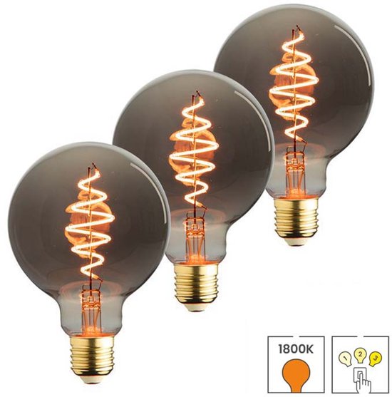 Lybardo - E27 LED Lamp - 3-pack - 3 staps Dimbaar - 6W - 1800K Extra Warmwit Licht | bol