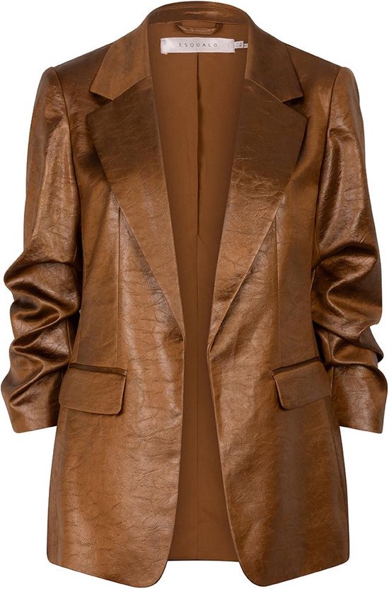EsQualo Blazer Blazer Metallic Crinkle F24 10553 750 Brandy Dames Maat ...