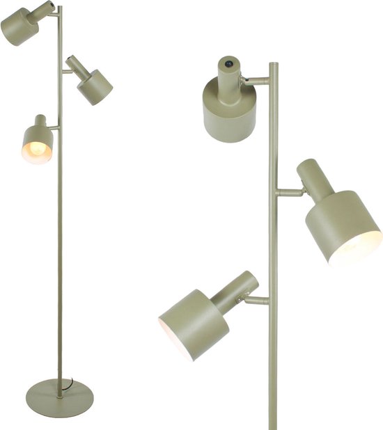 Vloerlamp | 11 cm | sledge | 3 lichts | E27 | groen | metaal | moderne ...