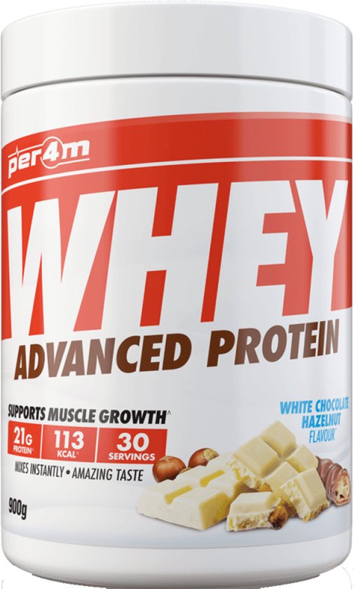 Per4m Whey Advanced Protein (900g) White Chocolate Hazelnut - Eiwitten ...