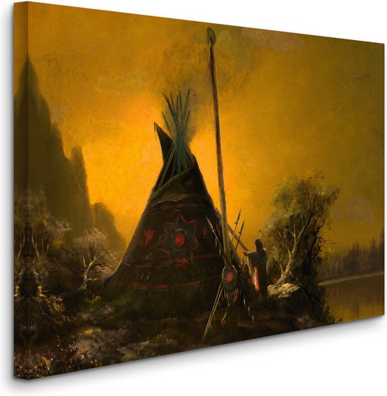 Benjamin Raborg - Night Scene of Indian Tipi, Nachtscène van Indiaanse ...