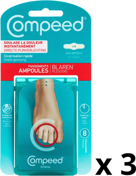 3 x Compeed Blarenpleisters Tenen - 3 x 8 Stuks | bol
