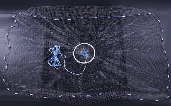 Hand Cast Fishing Net - Nylon Mesh with Hand Rope 8m for Bait Fish ...