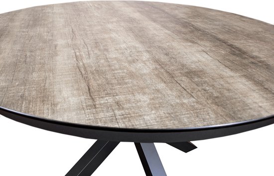 Tuintafel Rond Antraciet/Bruin - Aluminium & Keramiek - 120x120x75 cm ...