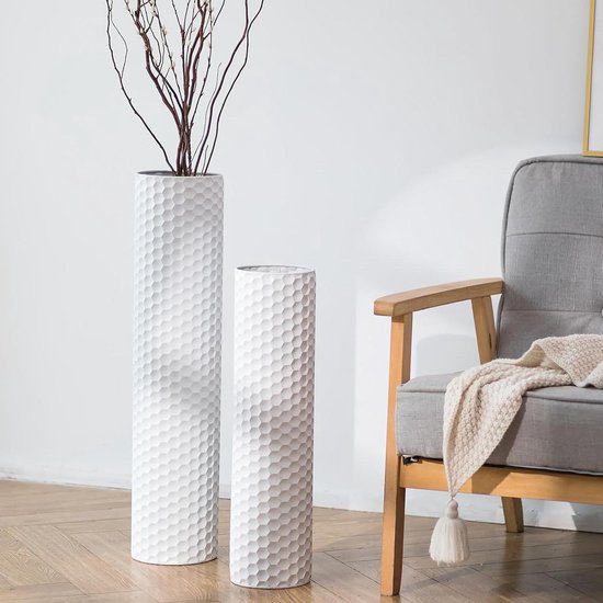 Grote Vloervaas van 70/55 cm - Set van 2 Metalen Hoge Vloer Vaas - Moderne Honingraat... | bol