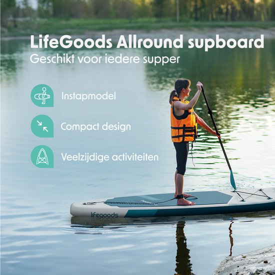 LifeGoods SUP Board Allround Compact - 100 KG Draagkracht - 300 x 76 cm ...