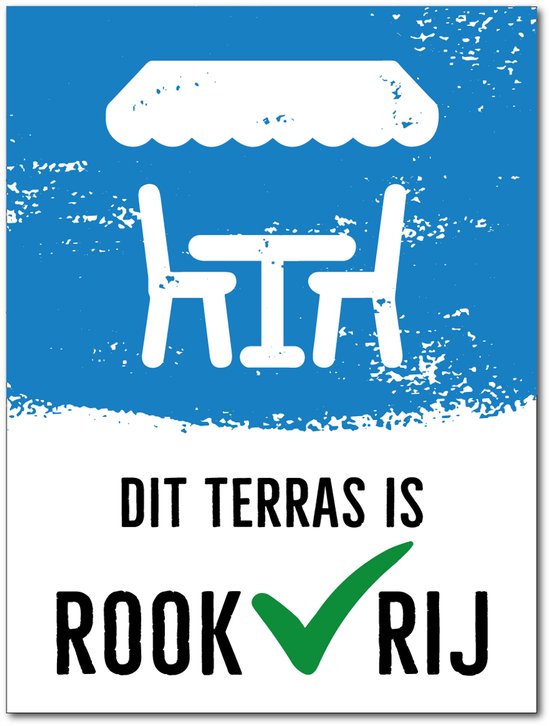 Dit Terras is ROOKVRIJ bord - Bord 300 x 400 mm - (Aluminium) | bol