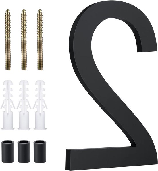 Modern Floating House Numbers Black - 20cm - Outdoor With Plastic ...