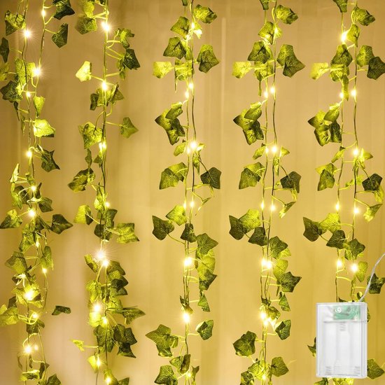50 LED Kunstmatige Klimop Blad Lichtsnoer Batterij Gevoede Waterdichte ...