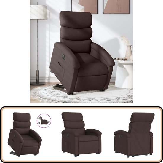 vidaXL Elektrische Sta-op-Stoel - Donkerbruin Stof Elektrische Sta-op ...