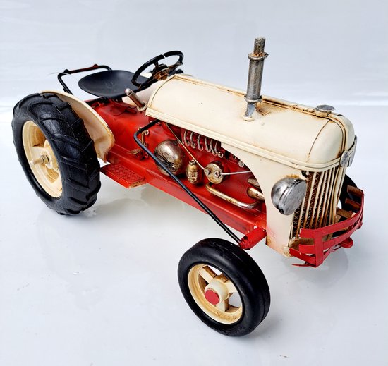 Blikken tractor 8AT178628 - tractor rood/wit - lengte 25 cm boerderij trekker - A TIN... | bol