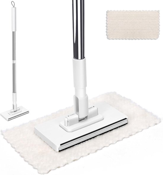 Dweil en platte bezem met roestvrijstalen handgreep - veelzijdig en ...
