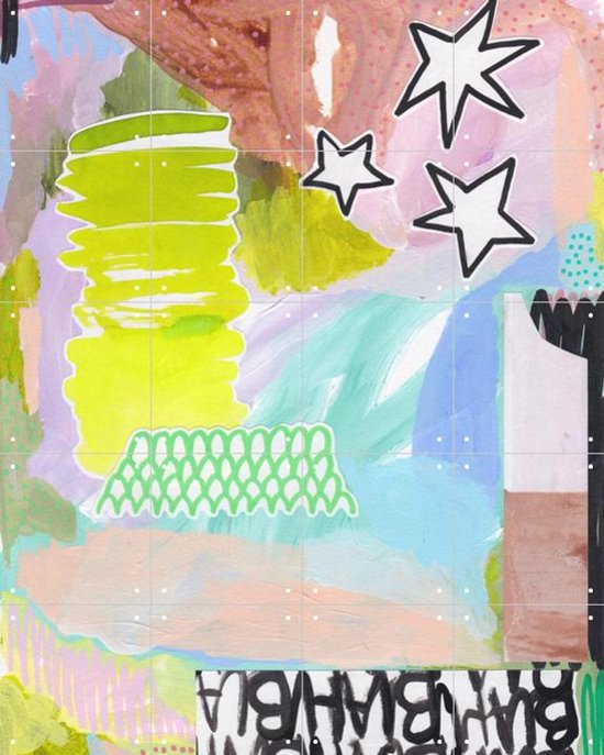 IXXI Starry Scribbles, Henriette Visscher - 80 x 100 cm - Gratis ophangtool - Grote... | bol