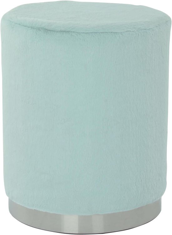 Trendy Ronde Poef met Pastelkleurige Bekleding en Metalen Basis voor ...