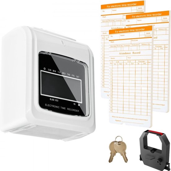 prikklok tijdregistratie 102 prikkaarten, elektronische prikklok incl ...