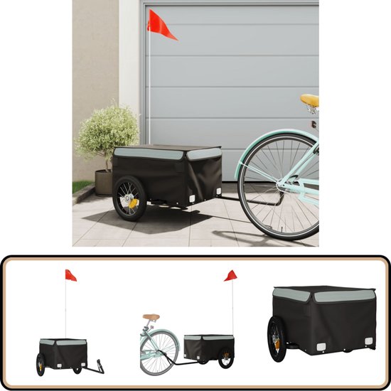 vidaXL Fietstrailer 30 kg - Zwart & Grijs Fietskar - Fiets Trailer ...