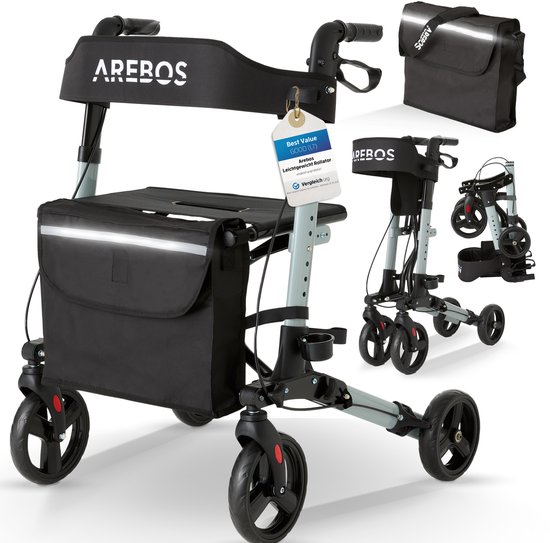 AREBOS Aluminium Rollator Loophulp Staphulp Loopwagen | Medical ...