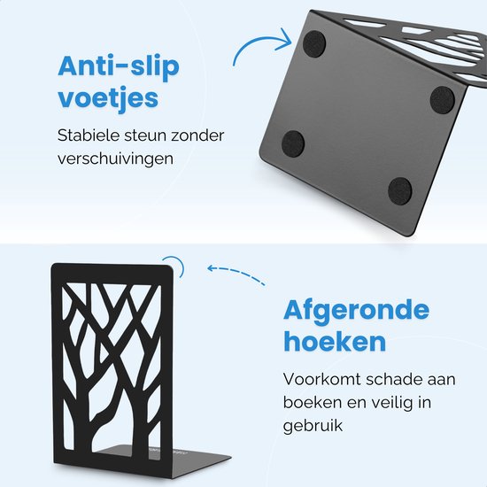 Hanamura Boekensteun - 2 sets - Stijlvol Ontwerp - Antislip Pootjes ...