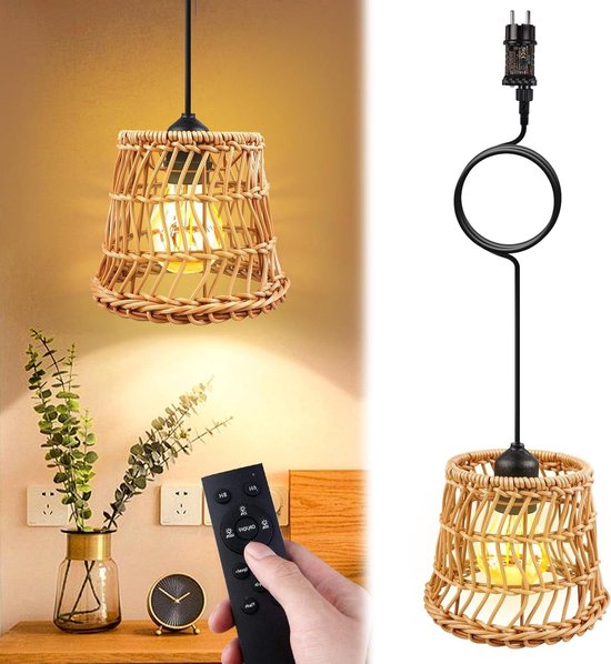 Boho Rotan Lamp - Boho Hanglamp - Geschikt voor Binnen & Buiten - 1 ...