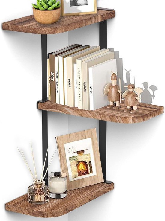 Wandrek van Hout - Decoratieve Planken voor Muren - Set van 3 - Hout | bol