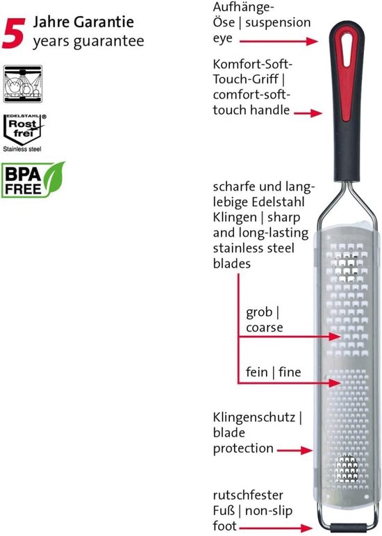Rasp - Grof en fijn - Voor efficiënt raspen - 1 stuk - Zwart/Rood ...