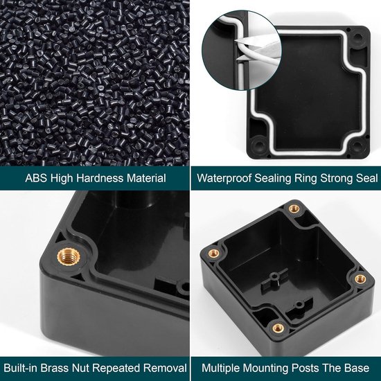 - IP65 Waterproof Junction Box Black Outdoor Connection Box 63 x 56 x ...