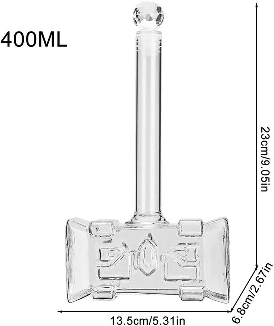 Decanters voor alcohol, 400ml Hamer vormige Whisky Decanter ...