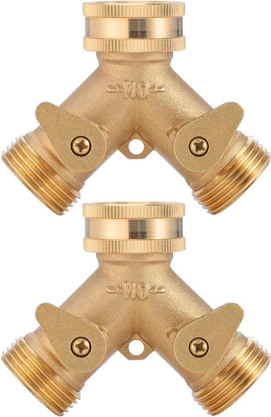 2 STKS Massief Messing Dubbele Slang Connector voor Outdoor Tap Tuin Slangen - 2-weg Y... | bol