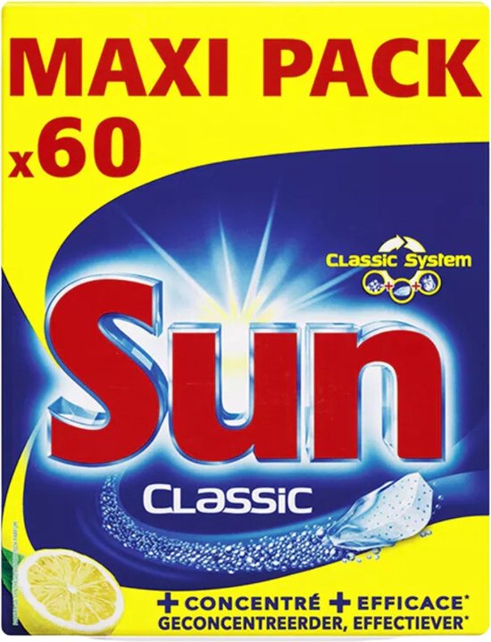 Sun Classic - Vaatwastabletten - Maxi Pack - Citroen - 60 Tabletten ...