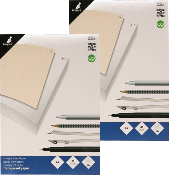 A4 overtrekpapier / transparant tekenpapier - 48x vellen - 80 grams ...