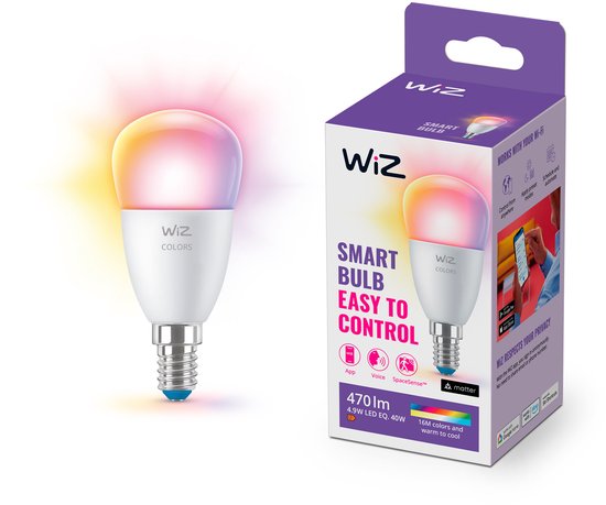 WiZ Kogellamp - Gekleurd en Wit Licht - Slimme LED Verlichting - E14 ...