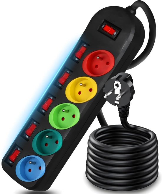 5-Way Single Circuit 2 m Extension Cable Table Socket Multiple Socket ...